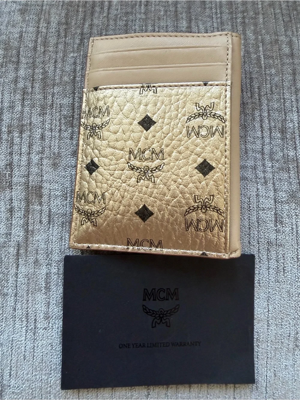 MCM | Bags | Mcm Gold Visetos Card Holder Holdermonogram Wallet Nwot ...